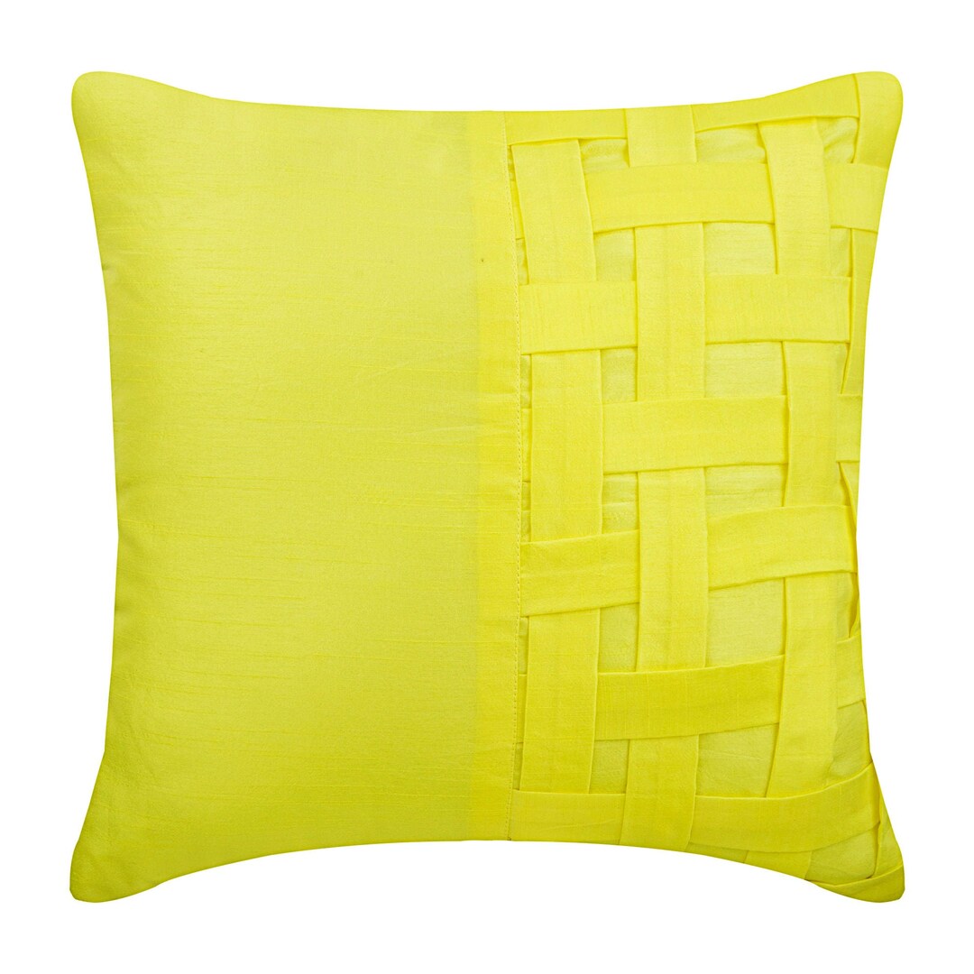 16"x16" Decorative Yellow Cushion Case, Art Silk Pillow Cushion ...