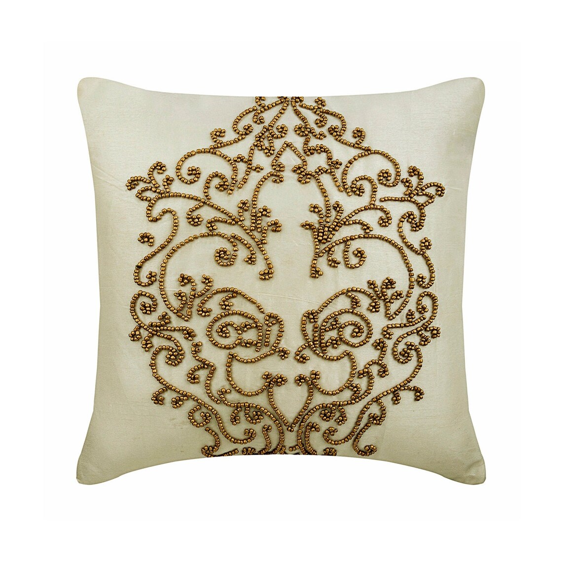 Handmade Sofa Throw 16"x16", Silk Throw Cushion Cover Ivory Throw ...