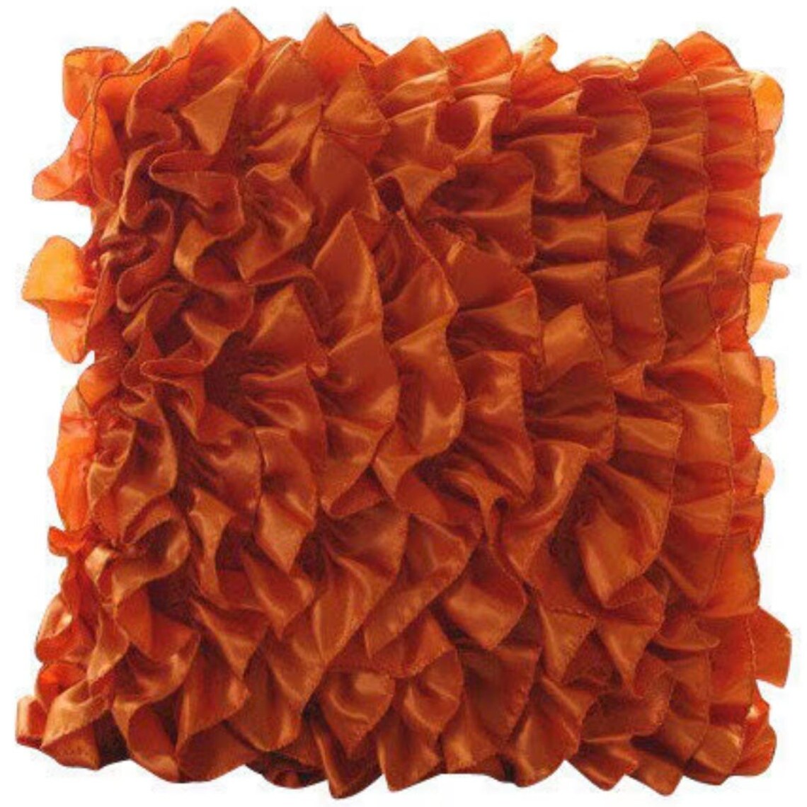 Luxury Ruffles Orange European Sham 24"x24"/26"x26", Satin Throw Pillow ...