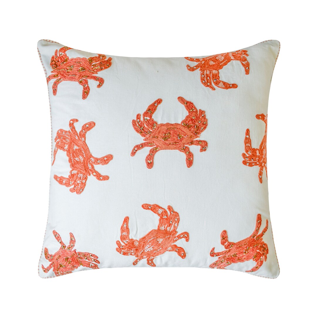 Decorative Throw Pillow Cover 16x16 White Cotton Cushion Cover With Sea ...