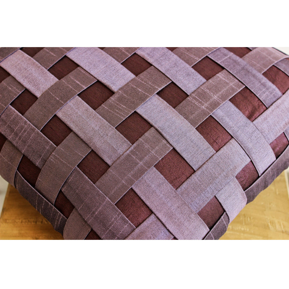 16"x16" Designer Plum Purple Throw Pillow Cover, Art Silk Pillow ...