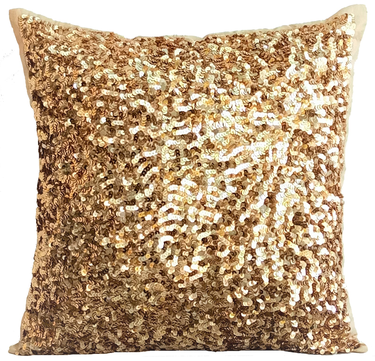 16"x16" Decorative Gold Sofa Throw, Art Silk Throw Cushion Cover Bling ...