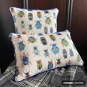 Beetle Oblong / Lumbar Pillow Cover Embroidered Bug Throw Pillow, Bug ...