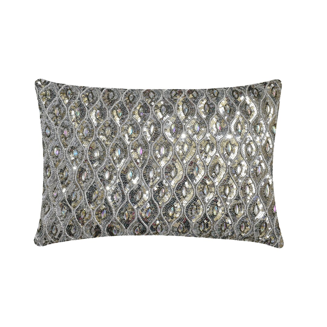 Decorative Oblong / Lumbar Rectangle Pillow Cover 12x16 Silver Silk ...