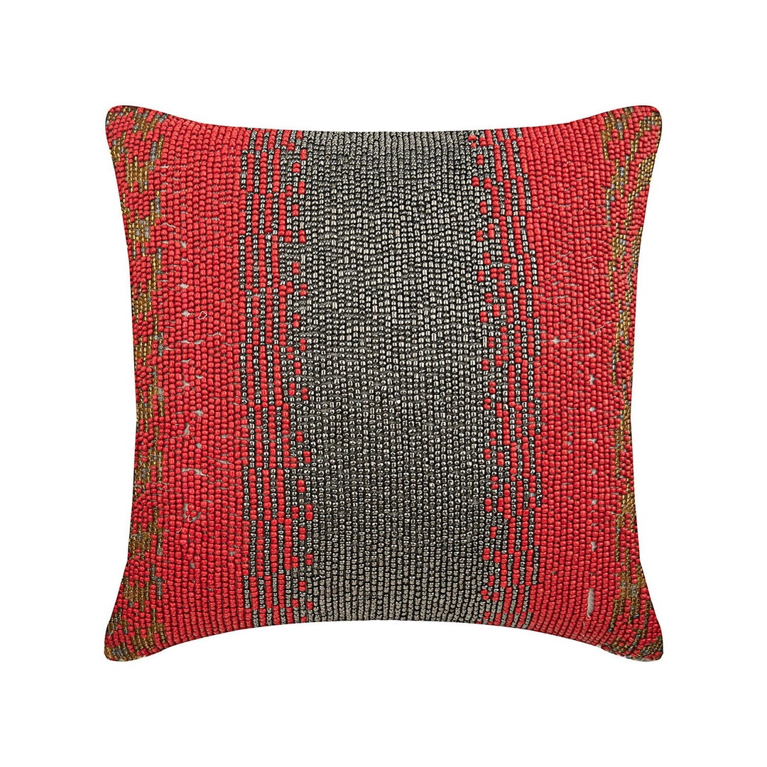 Designer Red Pillow Custom 16"x16", Art Silk Throw Pillow Cover Cushion ...