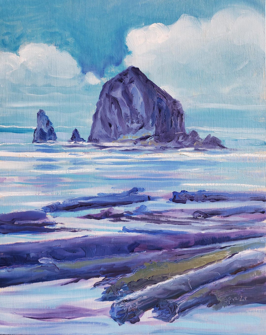 Cannon Beach Blue. Original Abstract Landscape Oil Painting - Etsy