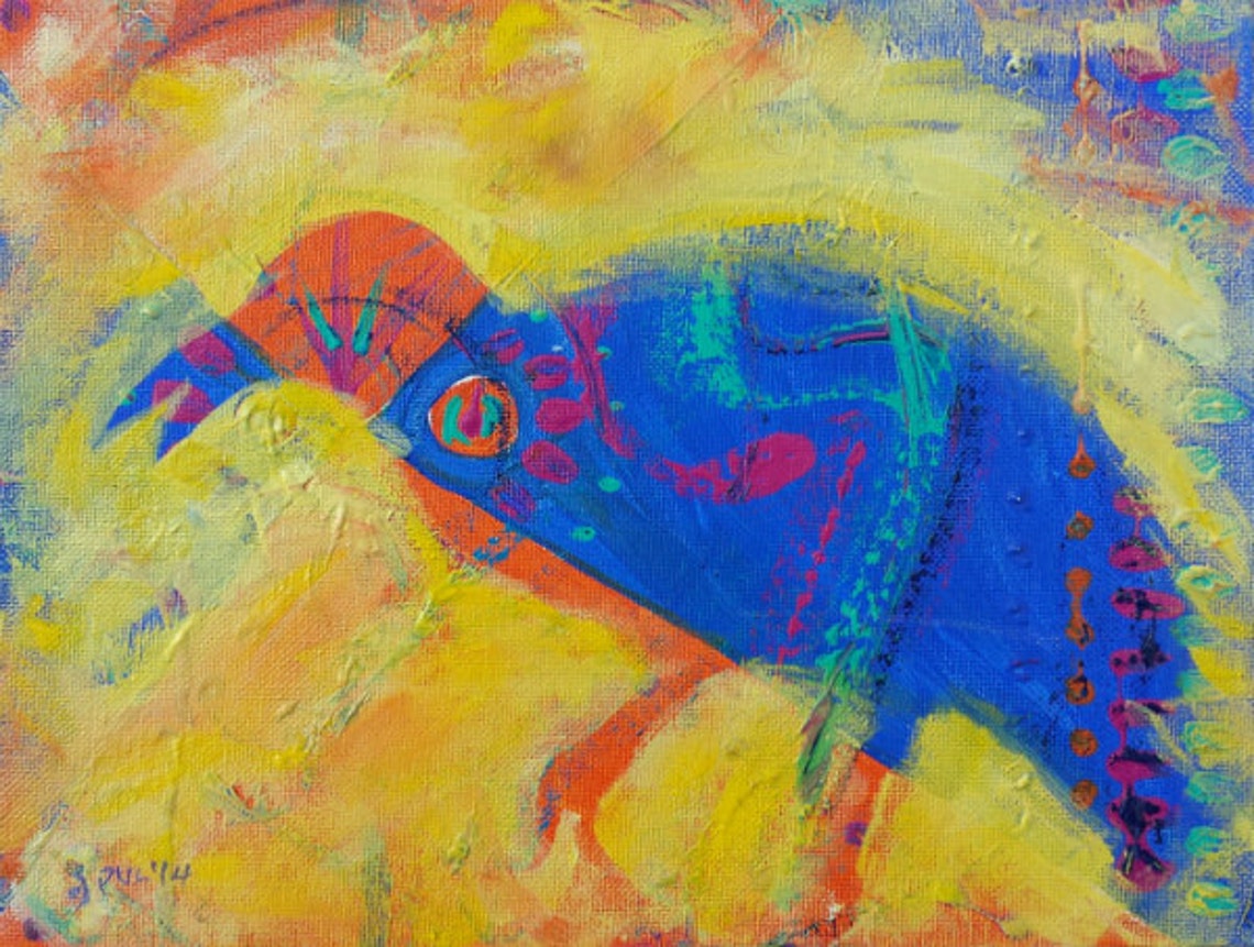 Raven Upscaled Original Abstract Wildlife Oil Painting - Etsy