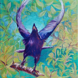 Crow in a Tree #5 Original Abstract Wildlife Oil Painting - Etsy