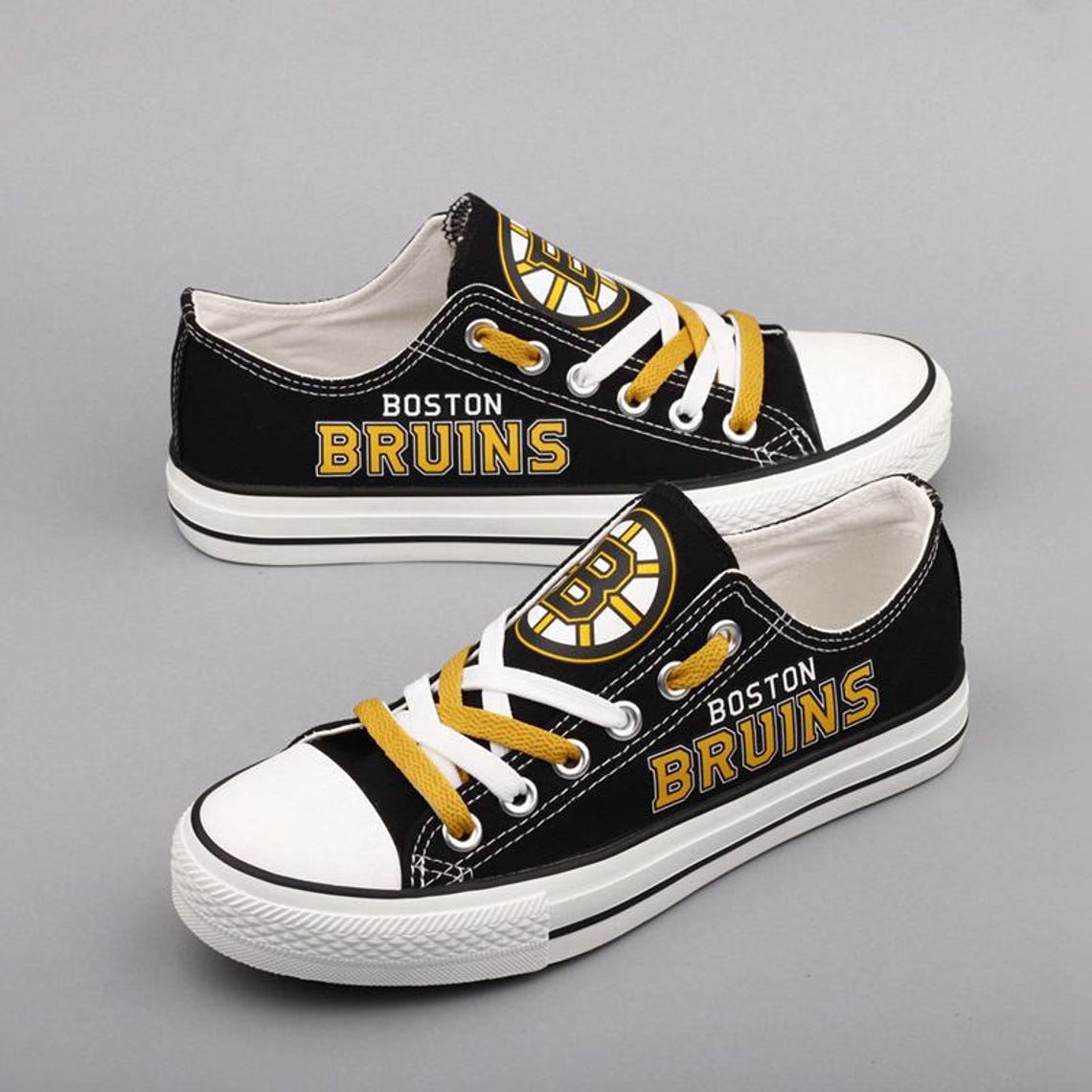 Boston Bruins Canvas Shoes, Hockey Fan Sneakers, Game Day Shoes, Low ...
