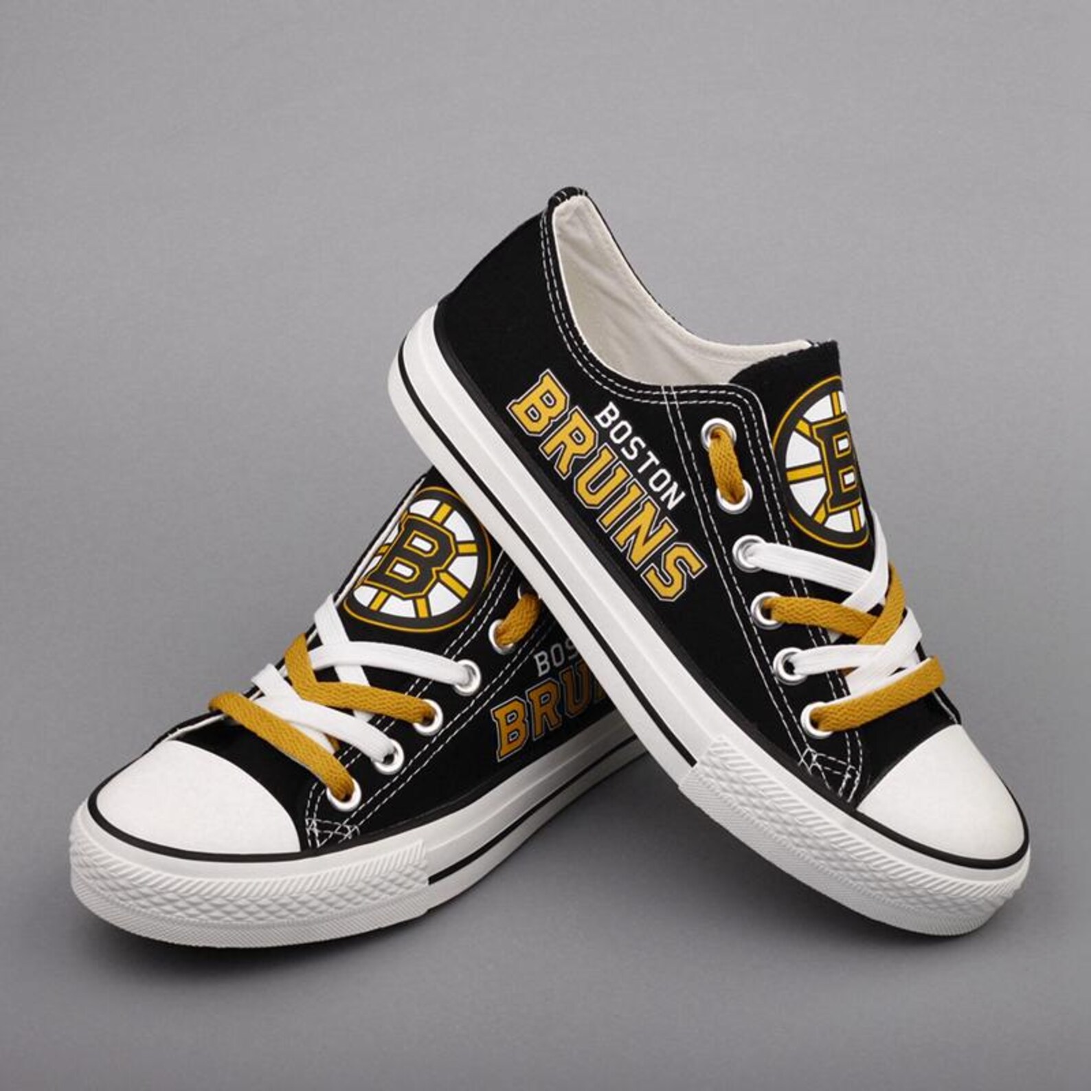 Boston Bruins Canvas Shoes, Hockey Fan Sneakers, Game Day Shoes, Low ...