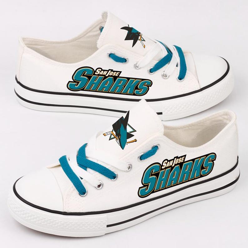 San Jose Sharks Canvas Sneakers, Hockey Team Shoes - Etsy