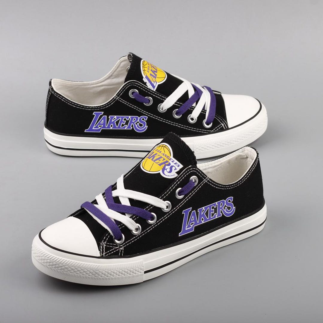 Los Angeles Lakers Canvas Sneakers, Team Logo Footwear, Basketball Fan ...