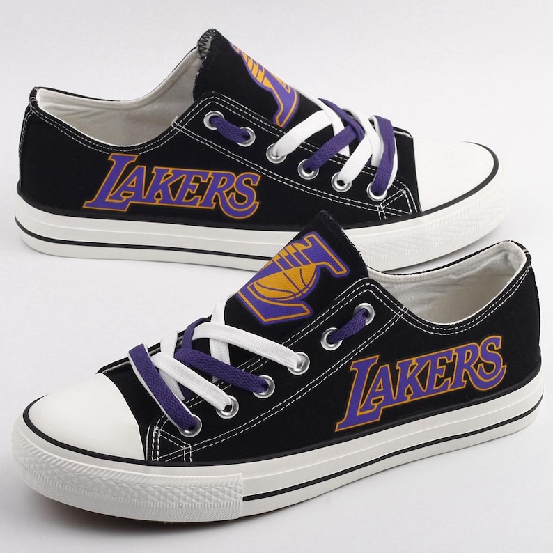 Los Angeles Lakers Sneakers, Team Logo Print Trainers, LA Basketball ...