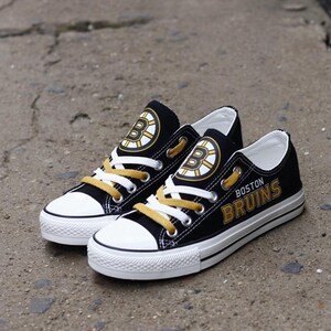 Boston Bruins Canvas Shoes, Hockey Fan Sneakers, Game Day Shoes, Low ...