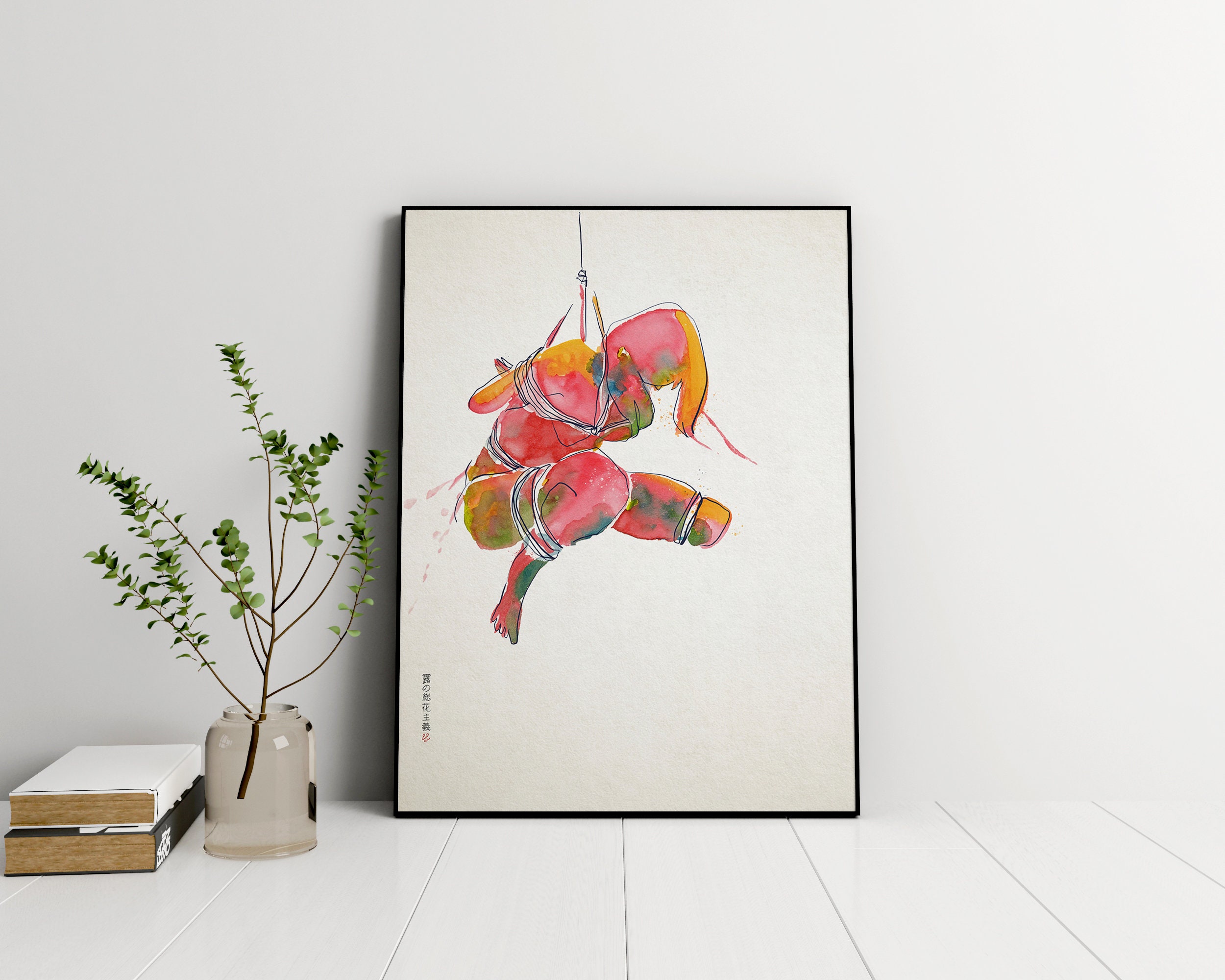 Shibari Minimalist Kinky Japanese Style Hand Made Erotic Art - Floating in Mid Air in ...