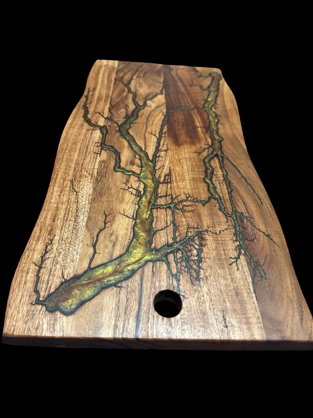 Wooden Live Edge Board With Fractal Burning Art - Etsy