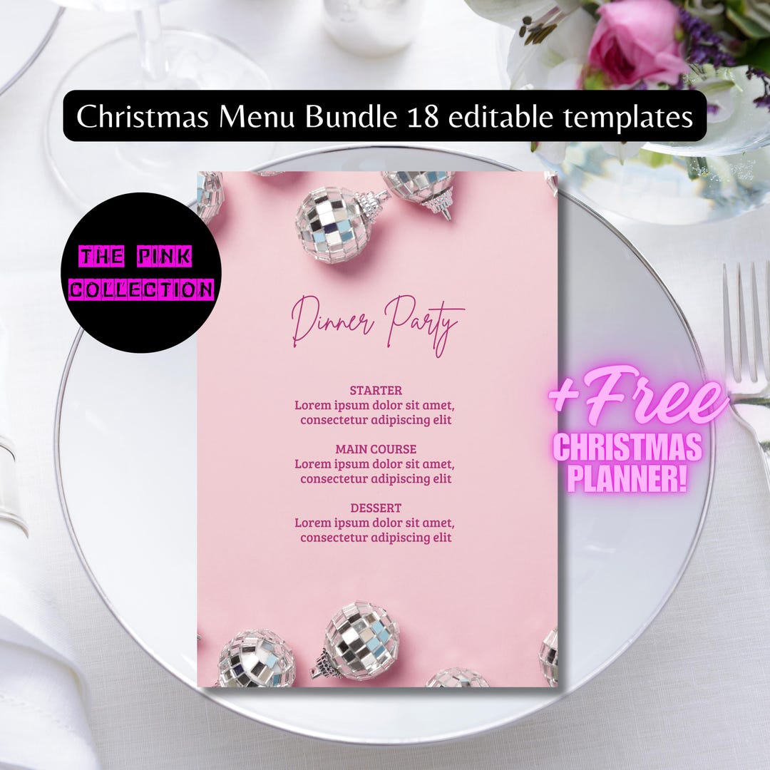 Christmas Menu Template, Christmas Dinner Menu, Christmas Diner Menu ...
