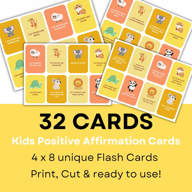 Positive Affirmation Cards for Kids, Self Esteem, Lunchbox Notes, Words ...