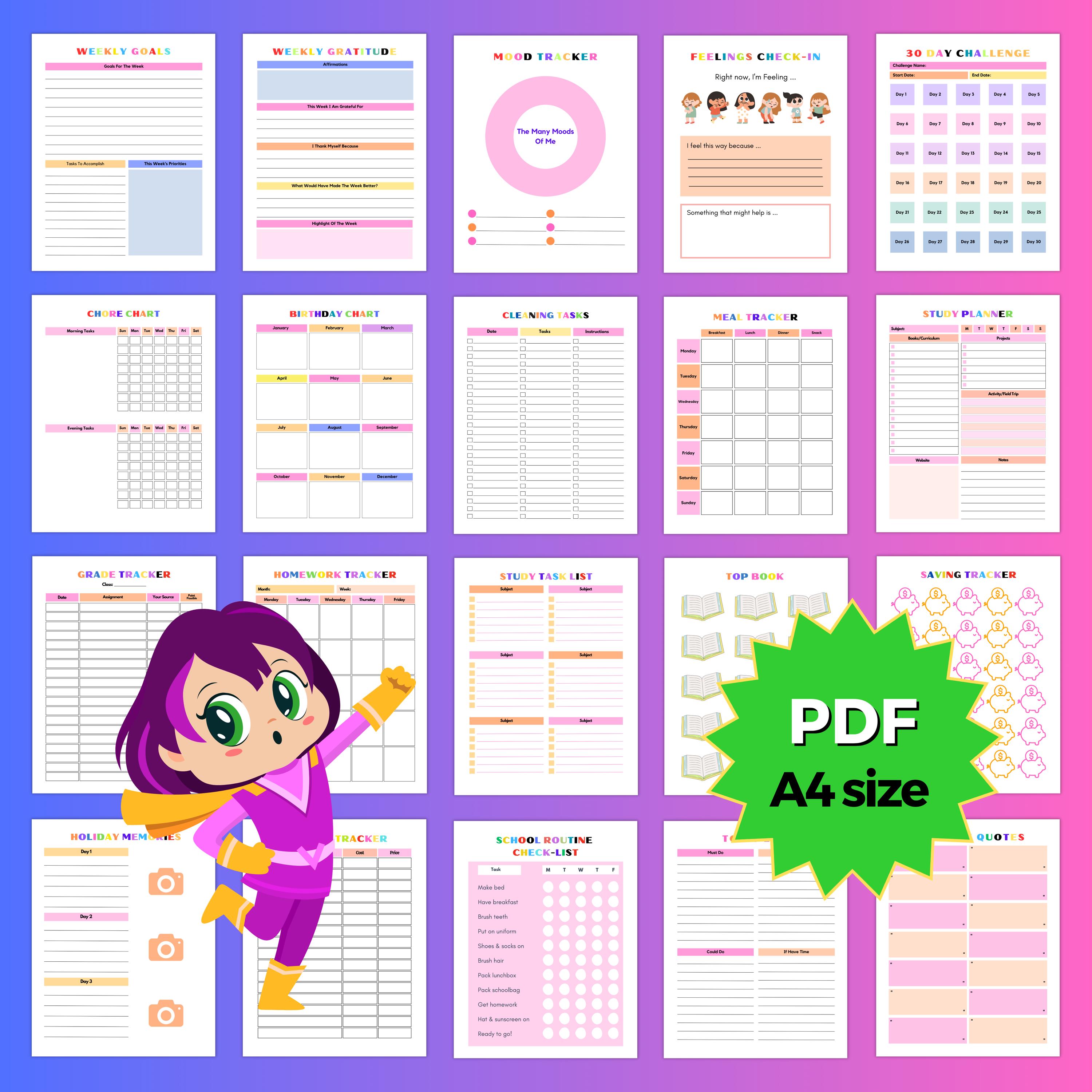 Adhd Planner Printable, Adhd Chore Chart, Adhd Undated Planner, Teen ...