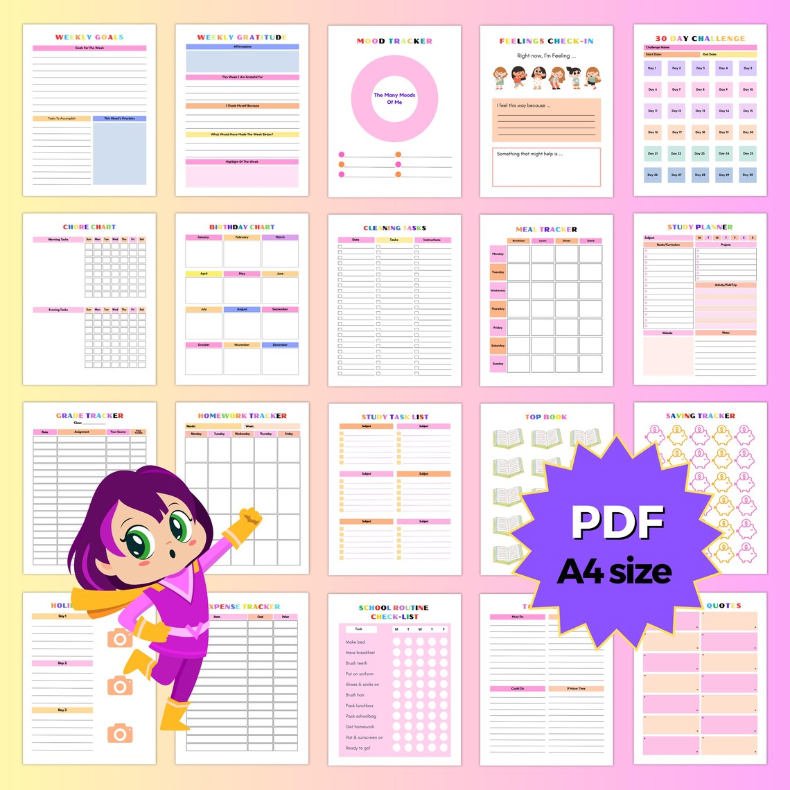 Adhd Planner Printable, Adhd Chore Chart, Adhd Undated Planner, Teen ...