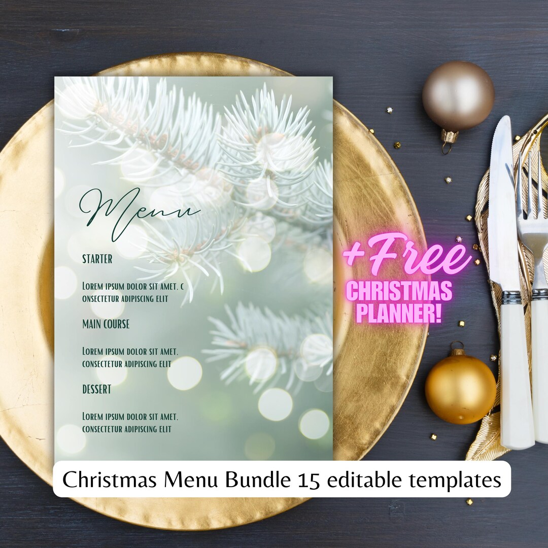 Christmas Menu Template, Christmas Dinner Menu, Christmas Diner Menu ...