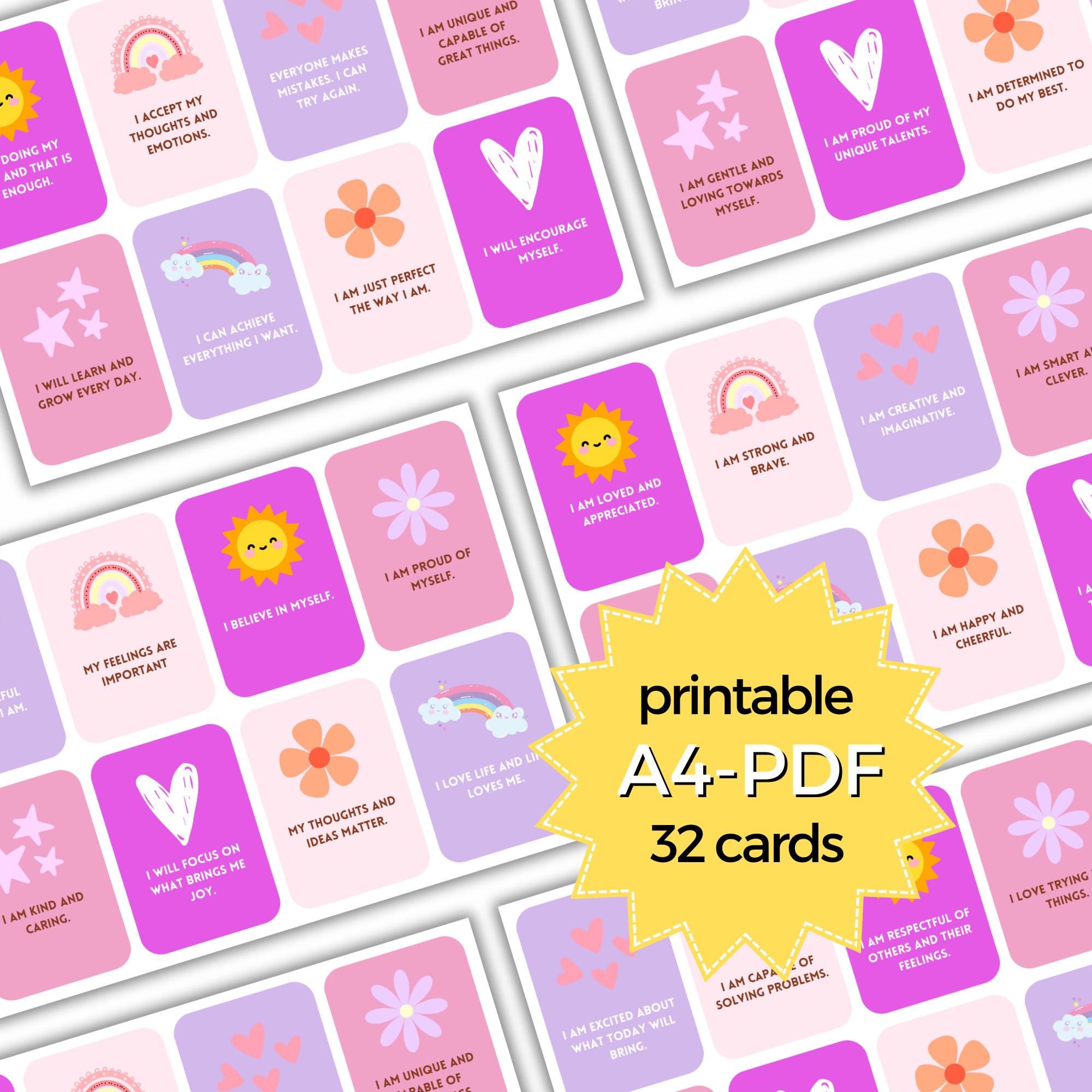 Positive Affirmation Cards for Kids, Self Esteem, Kids Affirmation ...