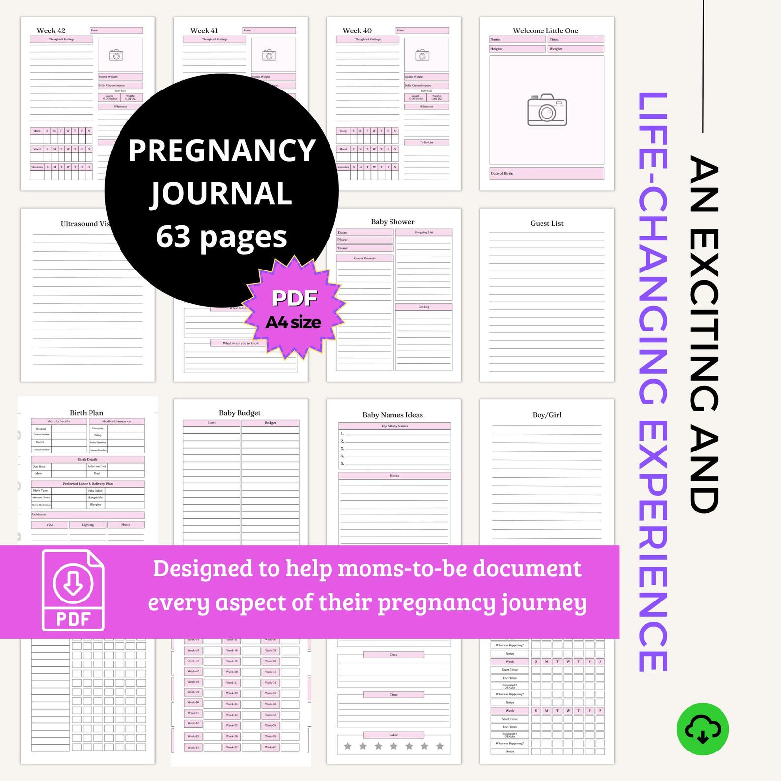 Pregnancy Journal, Birth Plan, Baby Registry, Pregnancy Checklist ...
