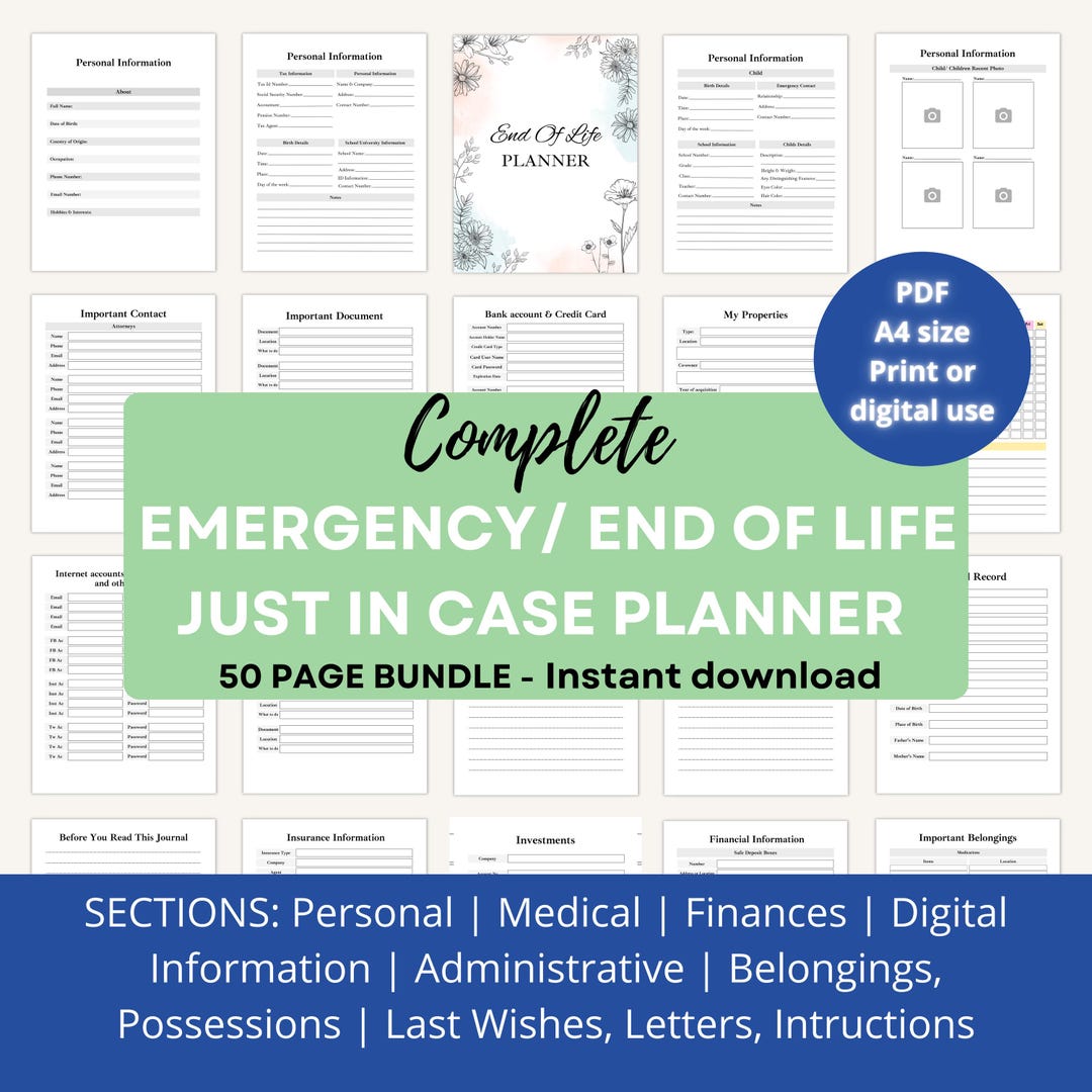 End of Life Planner, Legacy Journal, Death Note, Emergency Binder ...