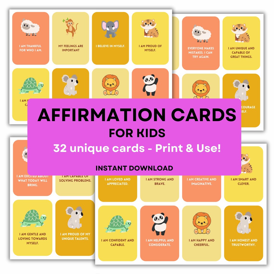 Positive Affirmation Cards for Kids, Self Esteem, Lunchbox Notes, Words ...