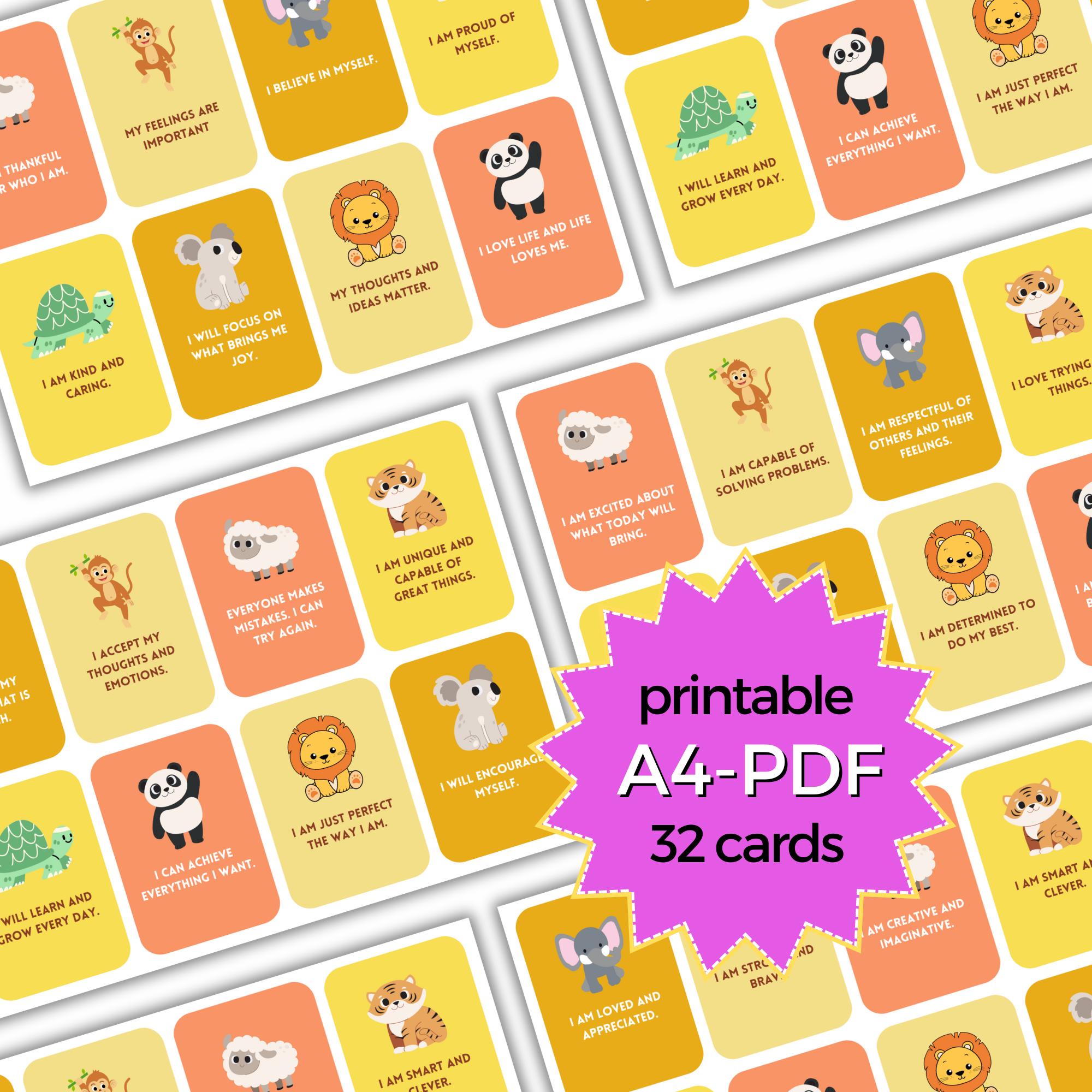 Positive Affirmation Cards for Kids, Self Esteem, Lunchbox Notes, Words ...