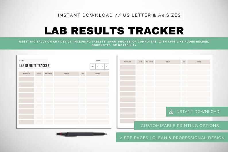 Lab Results Tracker, Lab Results Chart, Blood Test Results, Blood Test ...