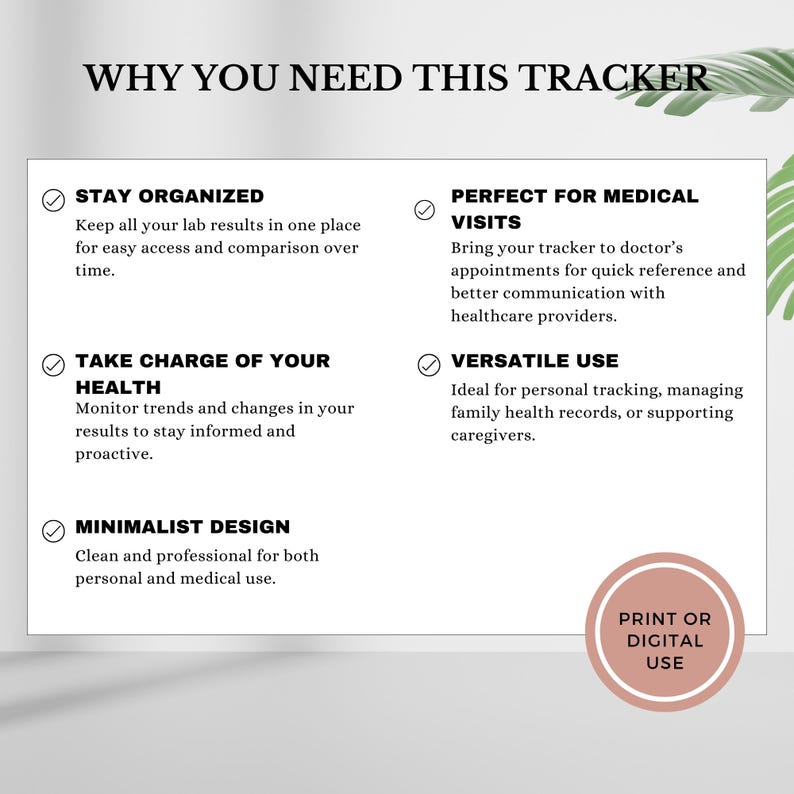 Lab Results Tracker, Lab Results Chart, Blood Test Results, Blood Test ...