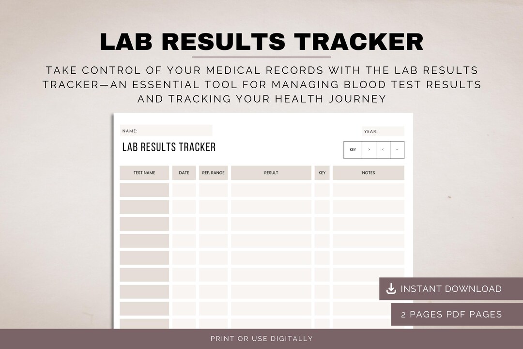 Lab Results Tracker, Lab Results Chart, Blood Test Results, Blood Test ...