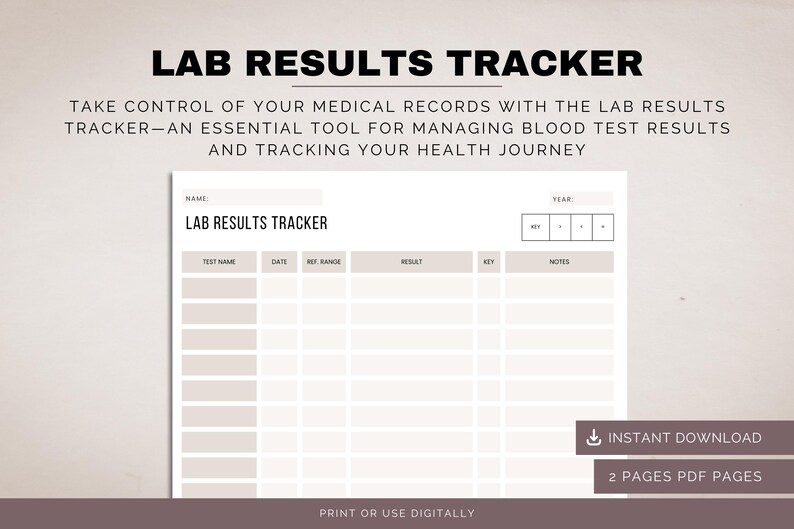 Lab Results Tracker, Lab Results Chart, Blood Test Results, Blood Test ...