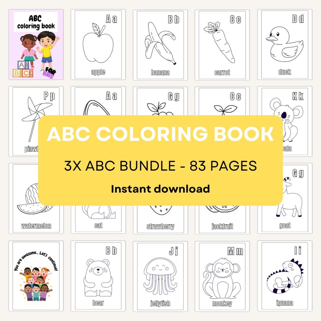 Abc Coloring Book Preschool Busy Book Alphabet Coloring Book, Kids ...