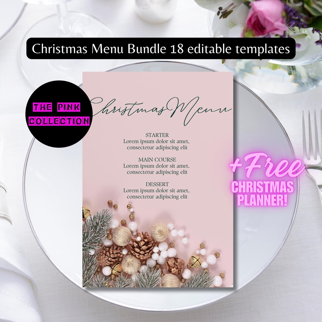 Christmas Menu Template, Christmas Dinner Menu, Christmas Diner Menu ...