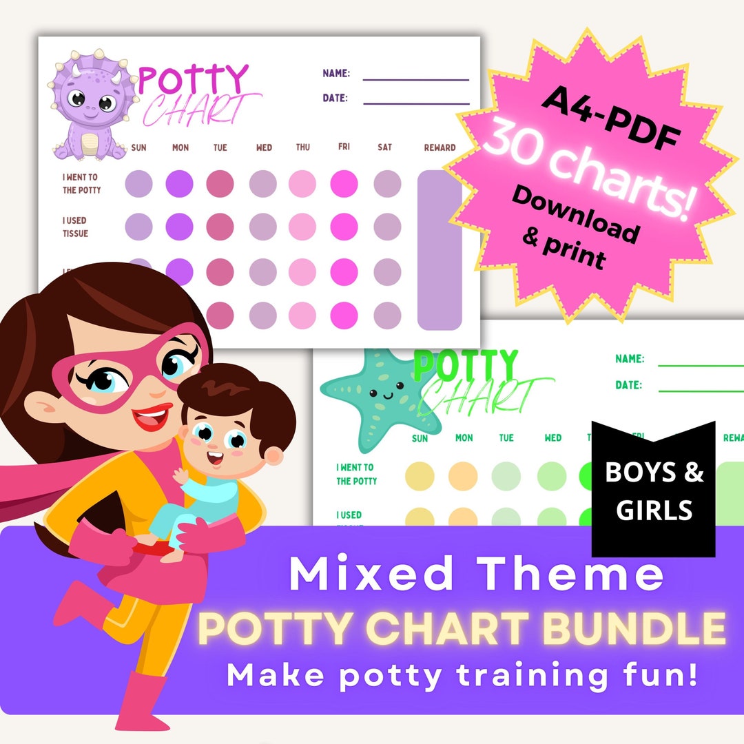 Potty Chart, Potty Training, Behavior Chart, Reward Chart, Kids Reward ...