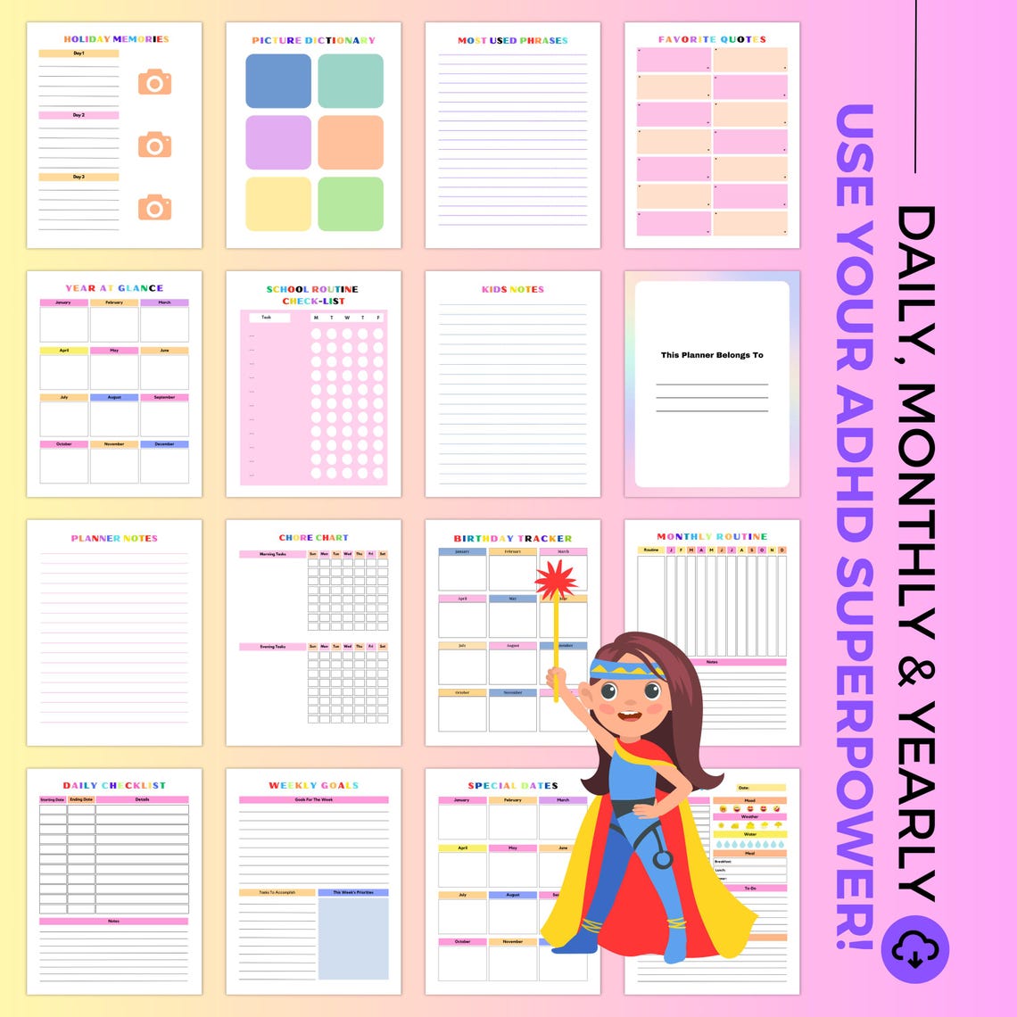 Adhd Planner Printable, Adhd Chore Chart, Adhd Undated Planner, Teen ...