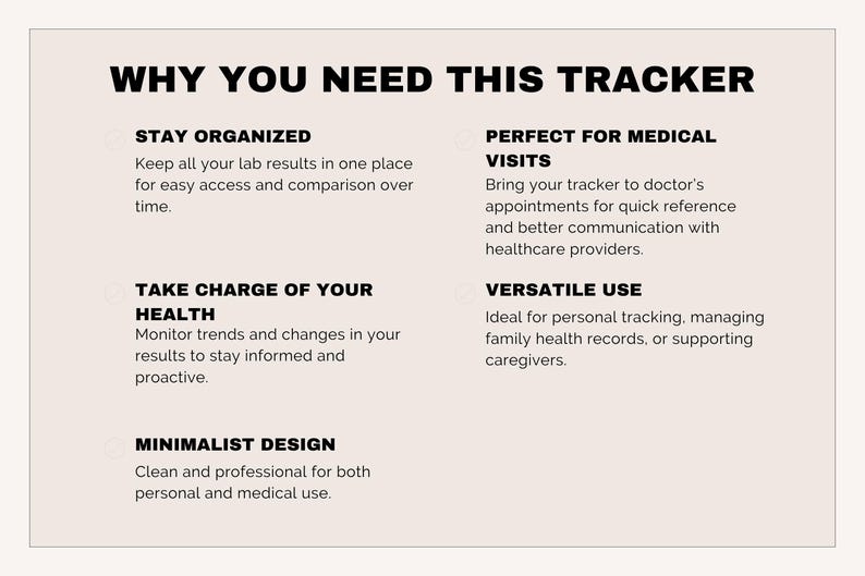 Lab Results Tracker, Lab Results Chart, Blood Test Results, Blood Test ...