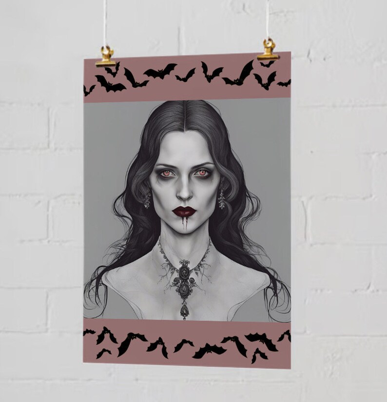 Halloween Vampire, 3 Piece Digital Poster Printable Bedroom Wall Art ...