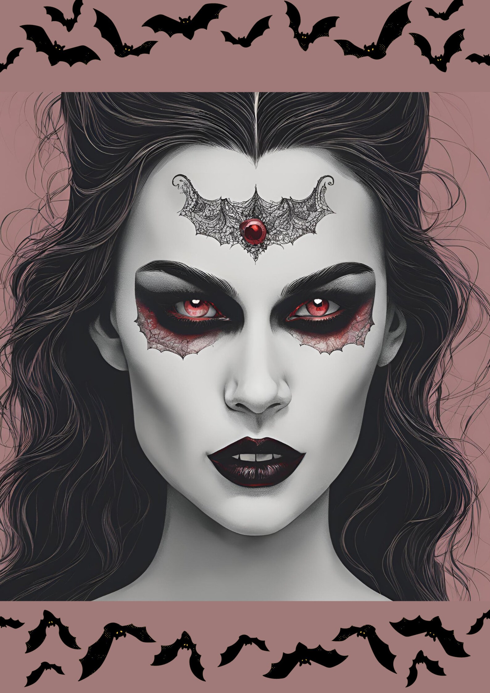 Halloween Vampire, 3 Piece Digital Poster Printable Bedroom Wall Art ...