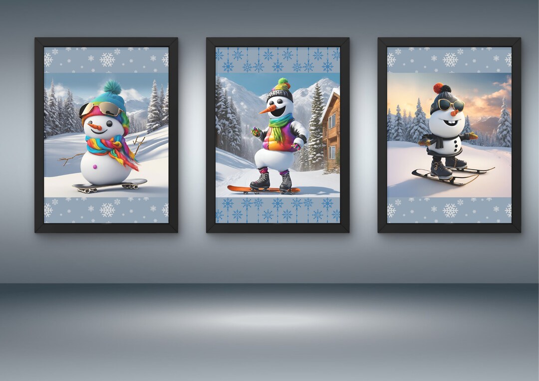 Woolly Snowman Christmas Poster, Minimalist Holiday Wall Art, Digital ...