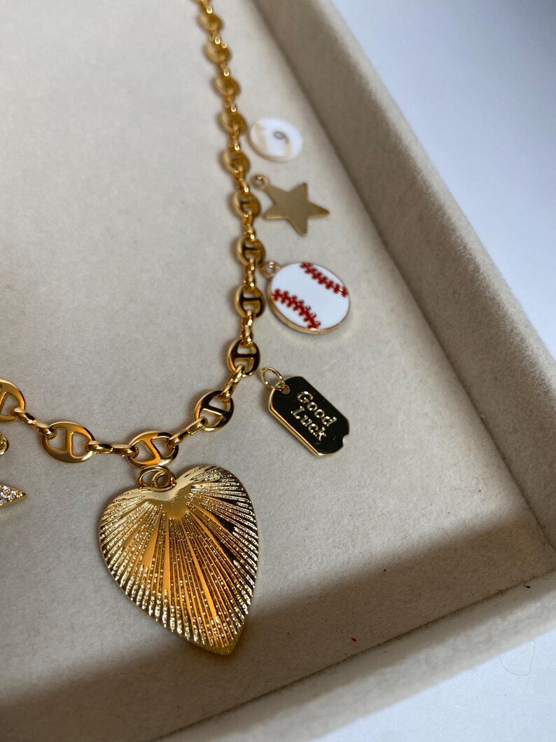 Premade 14k Gold-plated Charm Necklace - Your Biggest Fan Baseball With ...
