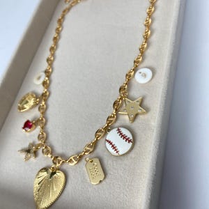 Premade 14k Gold-plated Charm Necklace - Your Biggest Fan Baseball With ...