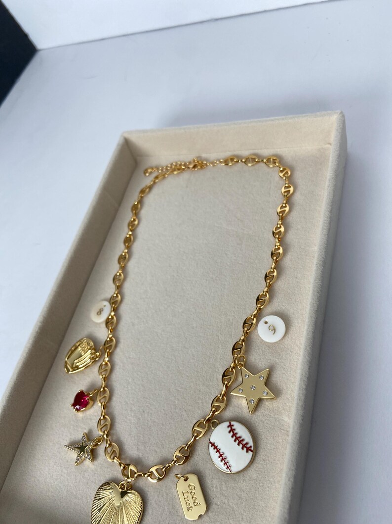 Premade 14k Gold-plated Charm Necklace - Your Biggest Fan Baseball With ...
