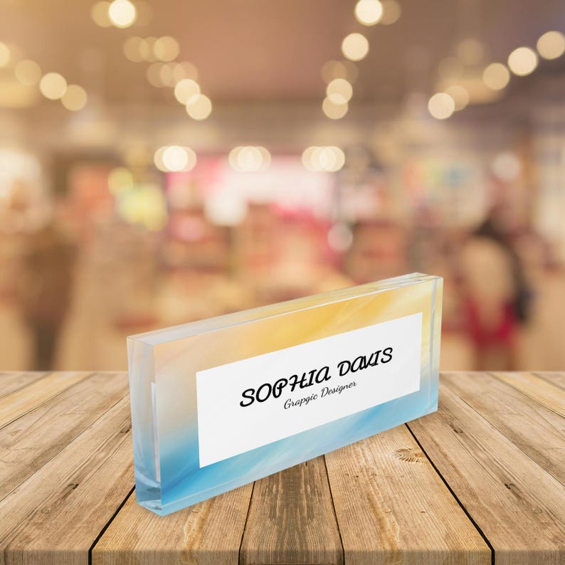 Marble Desing Name Plate for Desk, Acrylic Glass Name Block, Desktop ...