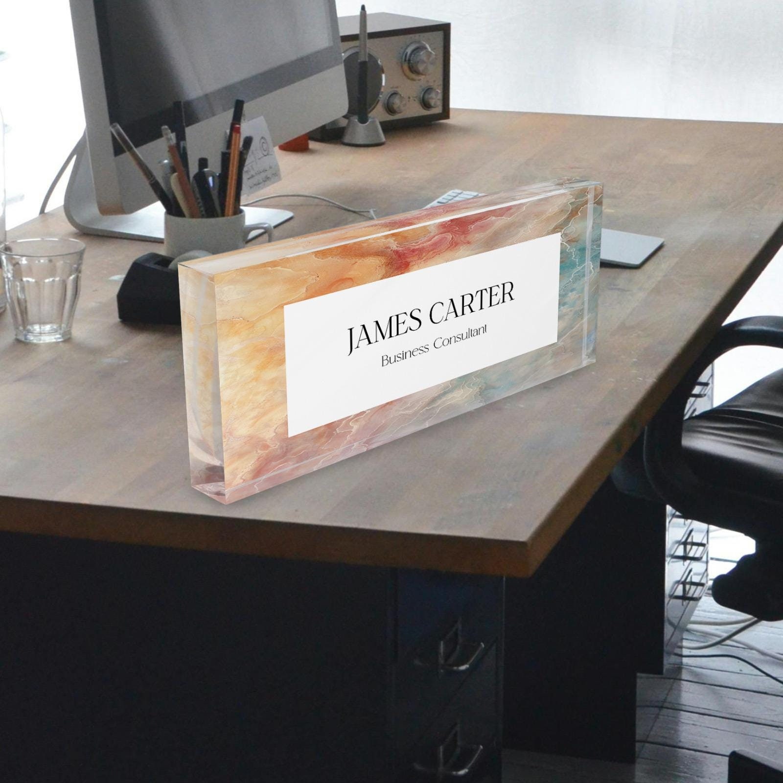 Blue Name Plate, Police Wife Gift, Custom Name Plate, Name Tag for Desk ...