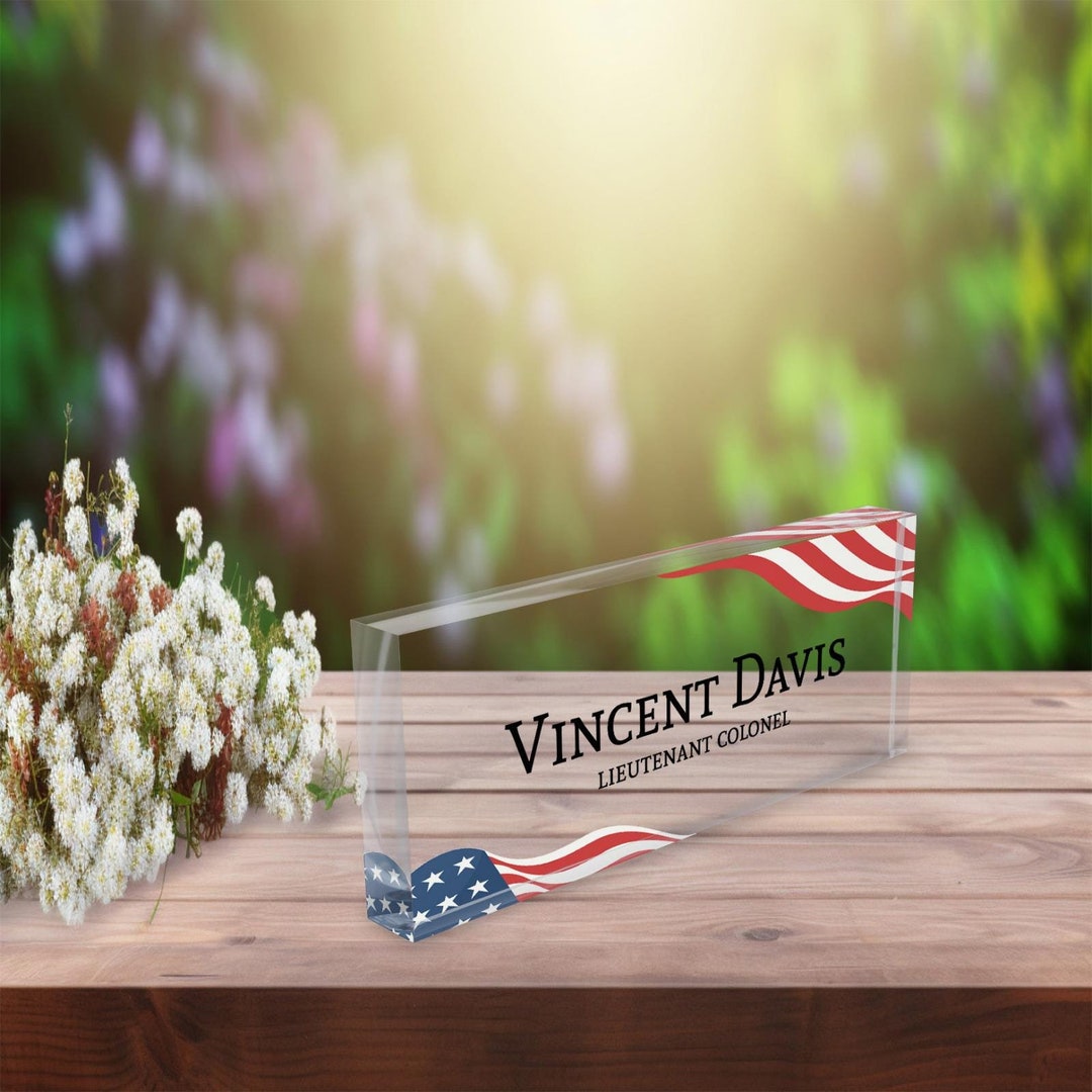 USA Flag Desing Name Plate,personalized Gift,acrylic Name Plaque,office ...