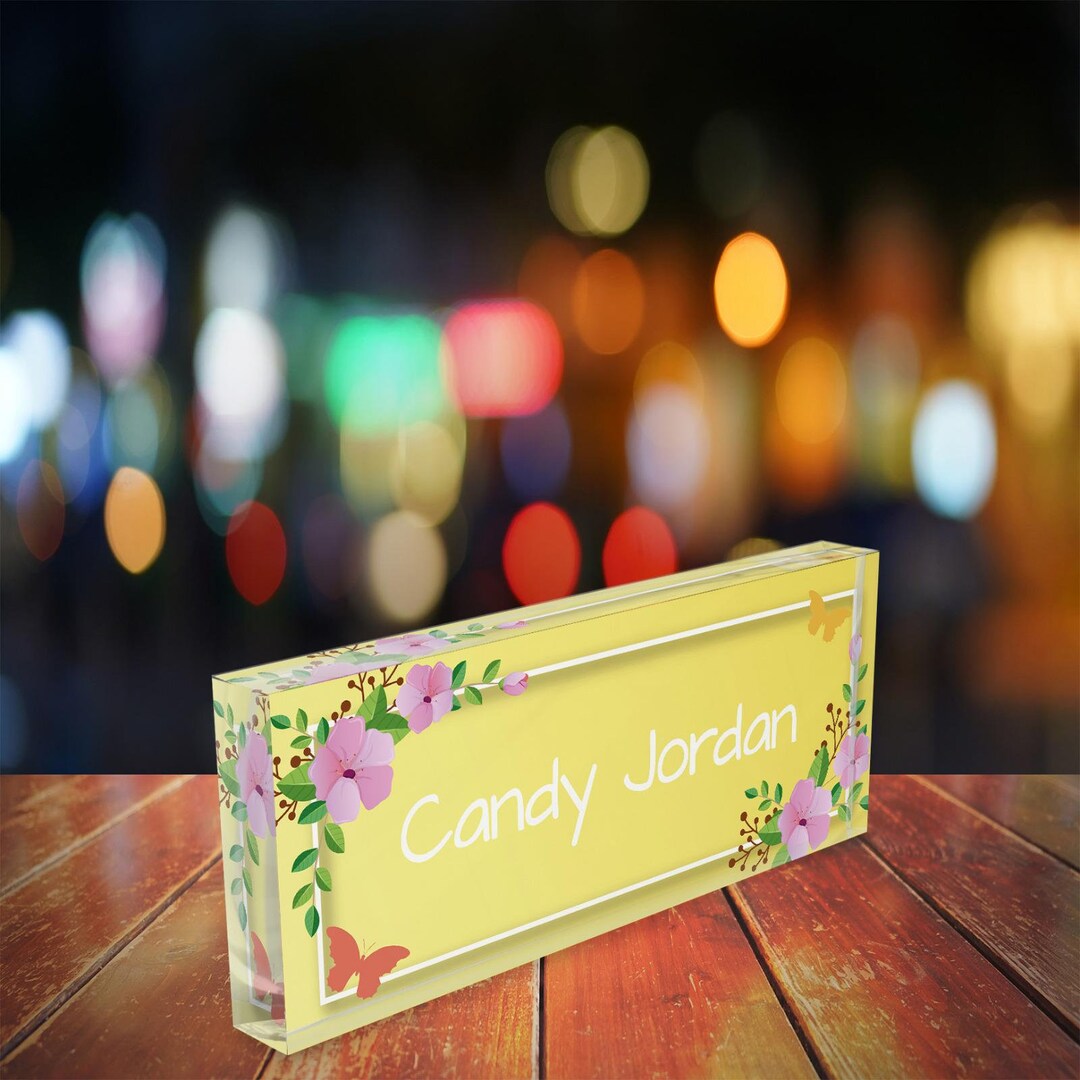 Yellow Name Plate, Custom Name Plate, Desk Plaque,beautiful Office Desk ...