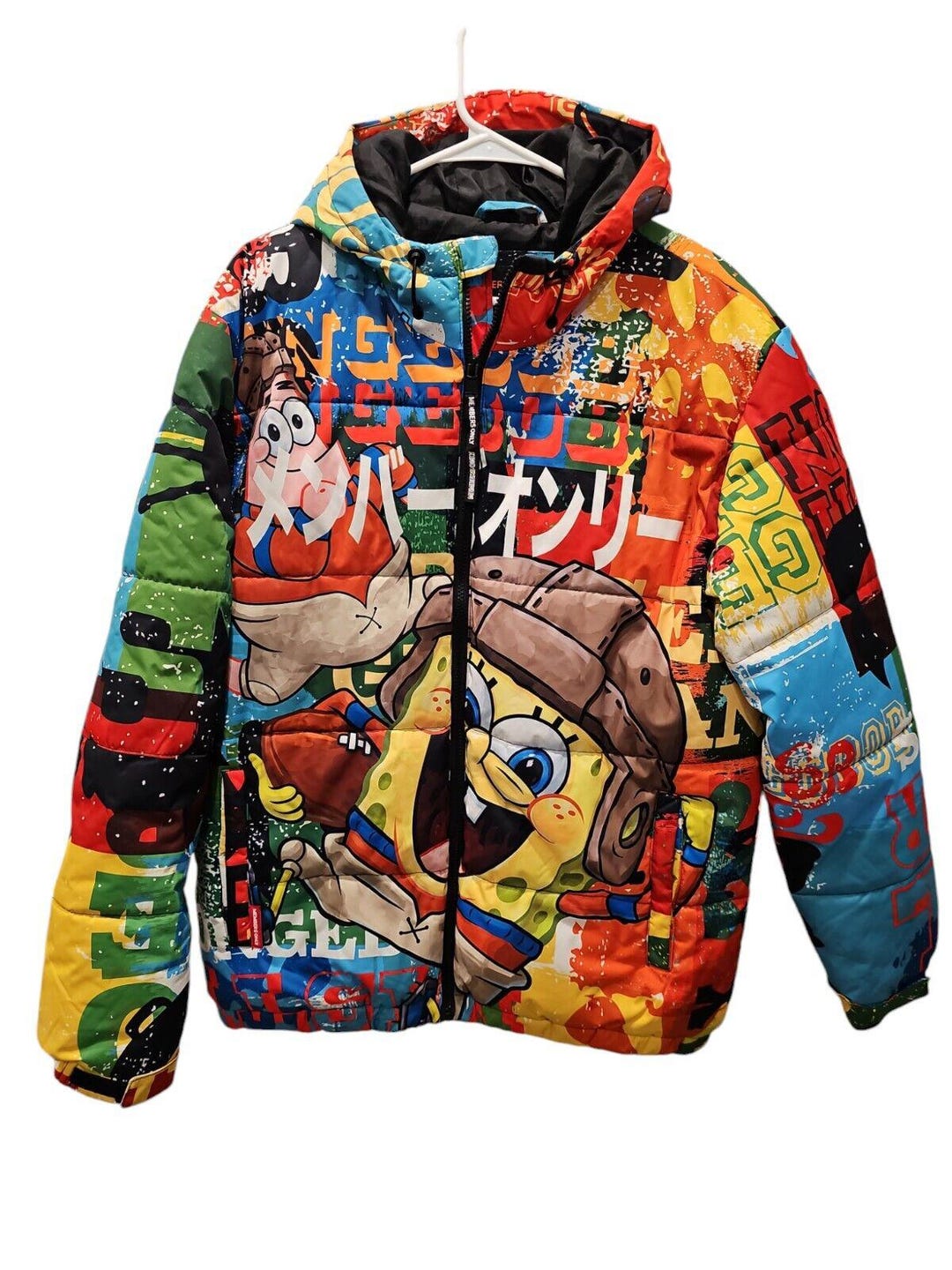 Members Only Nickelodeon Spongebob Hooded Winter Puffer Jacket Size M ...